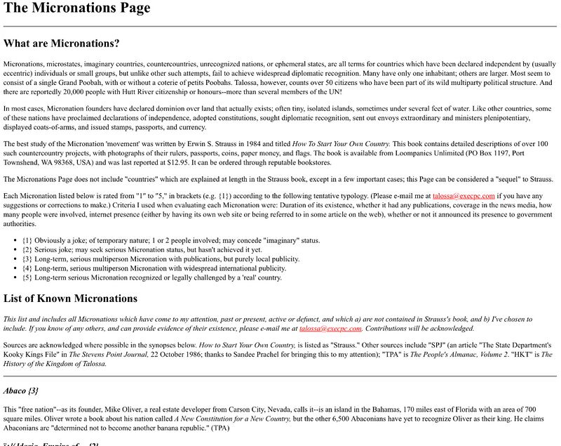 The Micronations Page - MicroWiki